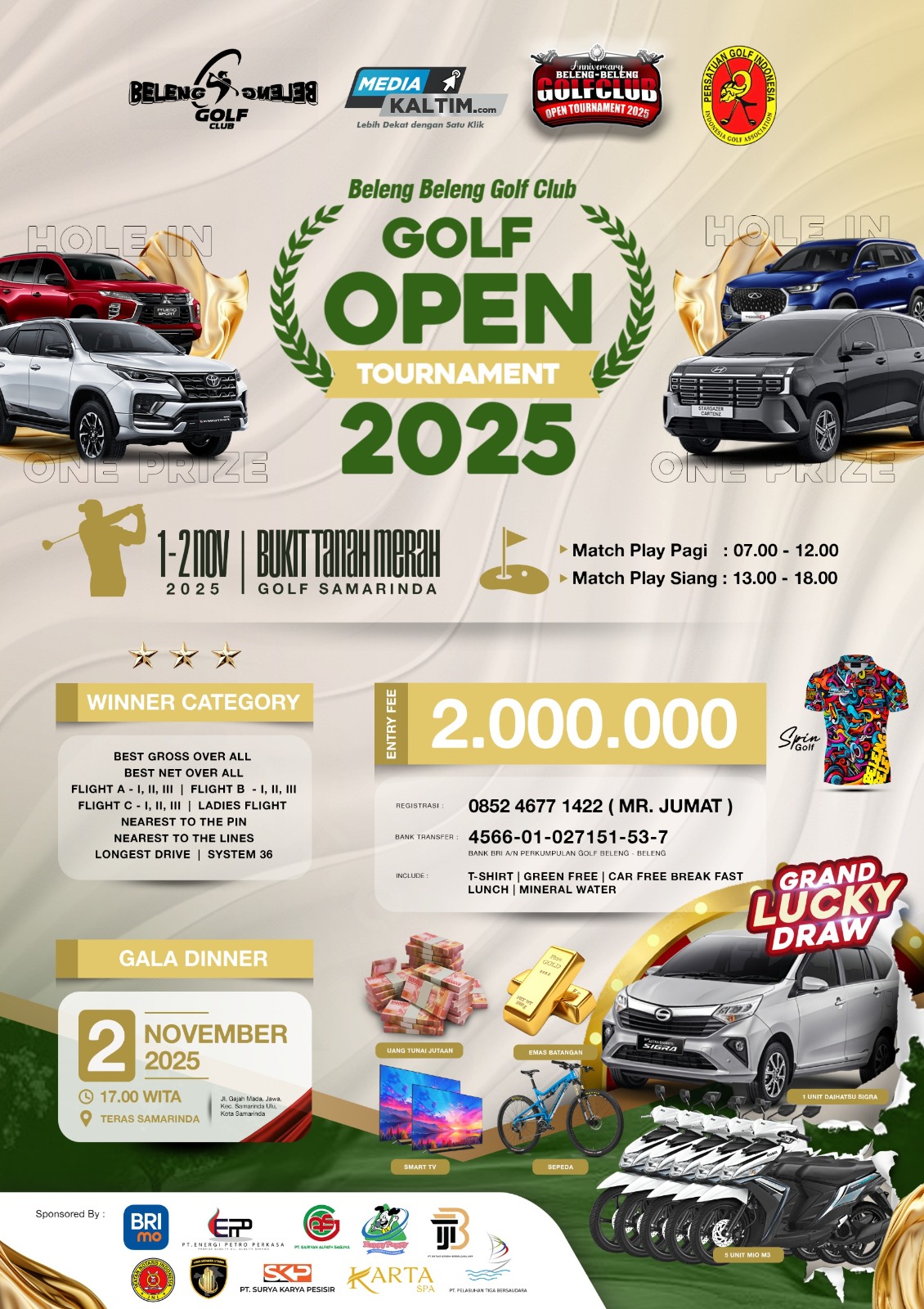Golf Open Tournament 2025: Hadiah 4 Mobil dan Grand Lucky Draw ...